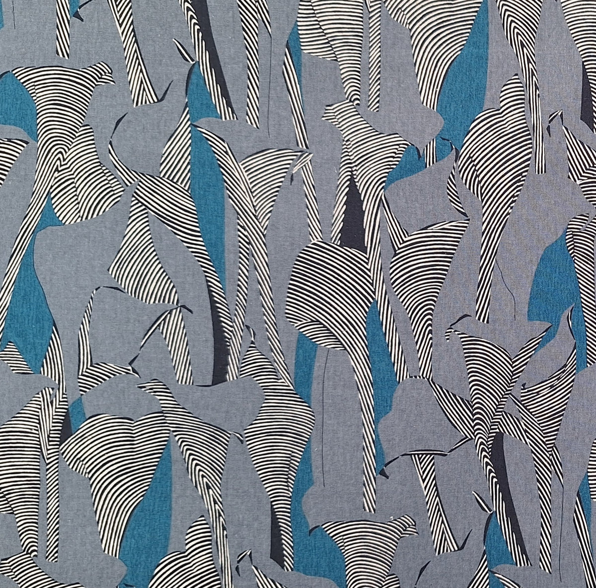 Robert Kaufman Cotton/Flax Prints - Calla Lily Shapes in Grayish Blue ...