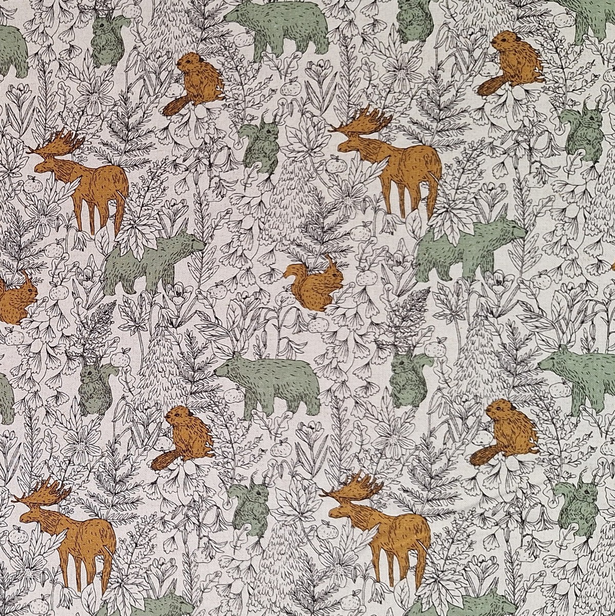 Robert Kaufman Cotton/Flax Prints - Forest Animals — Fabric Spark