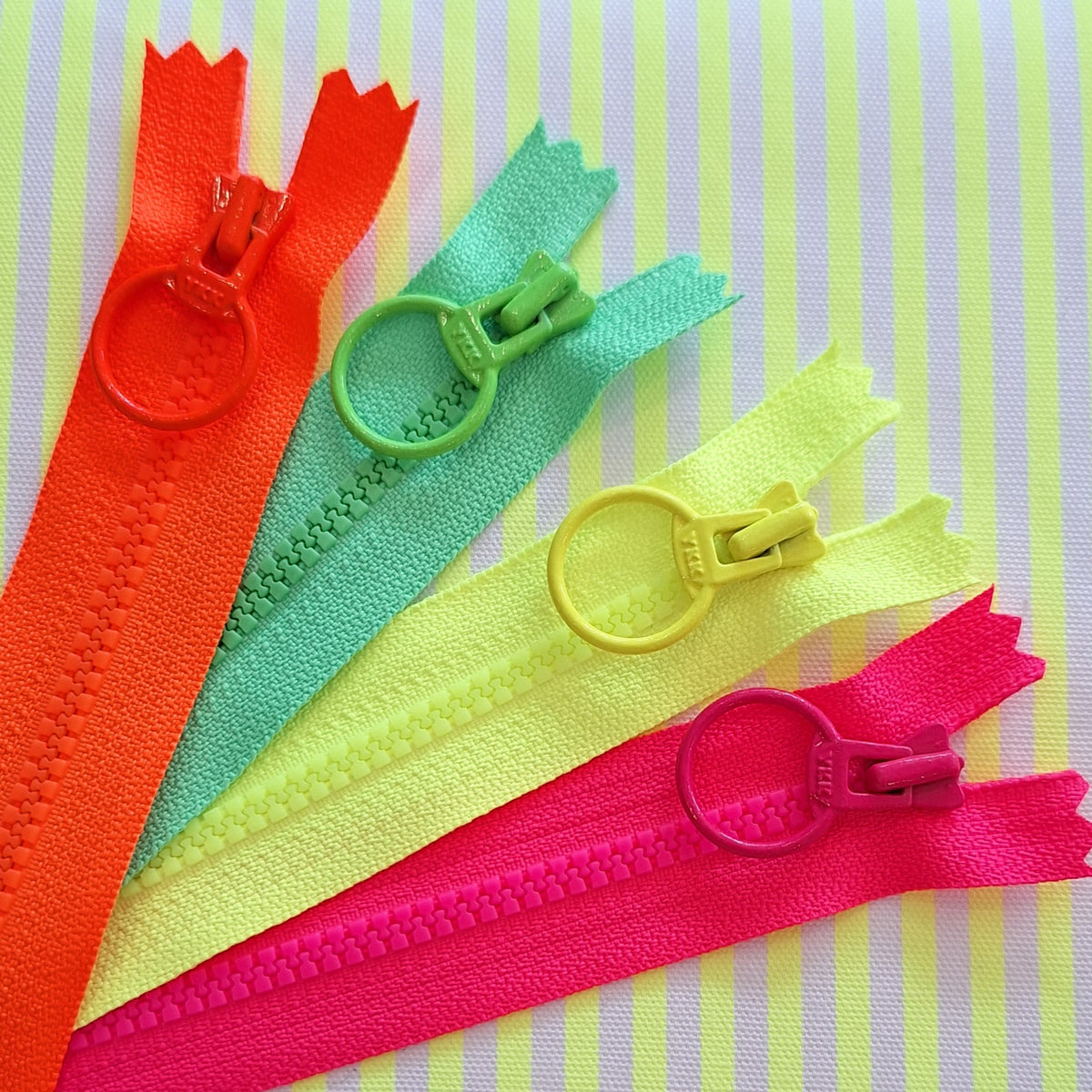 Neon Pull Zippers - 20cm - Choose Your Colour — Fabric Spark