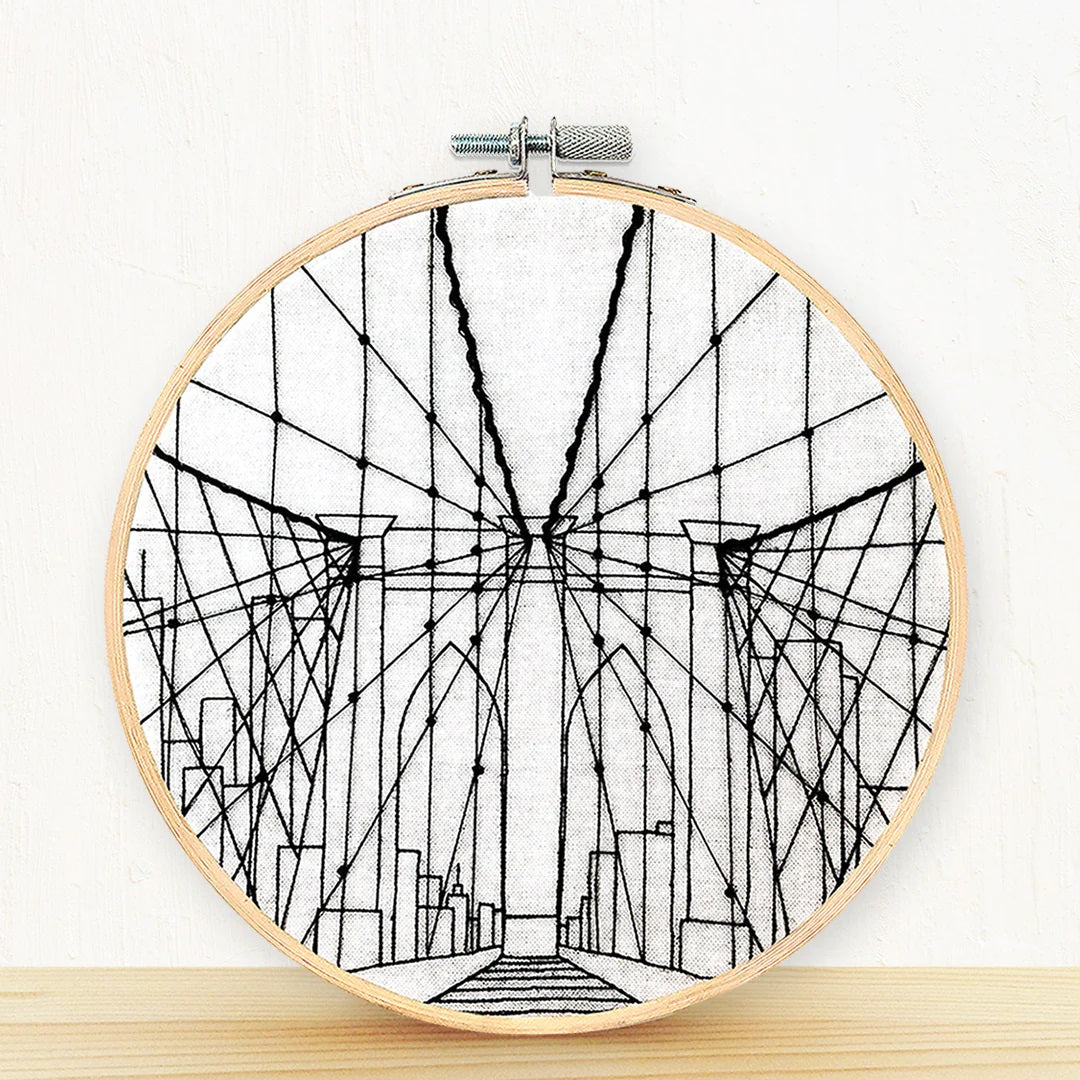Embroidery and Sage Embroidery Kit - Brooklyn Bridge — Fabric Spark
