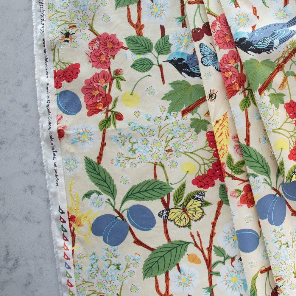 Birch Organic Cotton Poplin - Flowering Trees by Oana Befort - Tree Ch ...