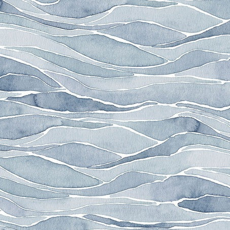 Shell Rummel - Sea Sisters - Crest in Silver Blue — Fabric Spark