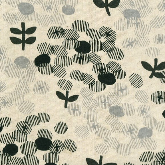 Robert Kaufman Cotton/Flax Prints - Posies in Natural and Black ...