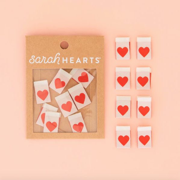 Sarah Hearts Labels - Red Heart — Fabric Spark