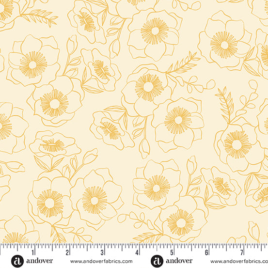 Color Me Pretty by Stephanie Organes - Botanica in Saffron — Fabric Spark