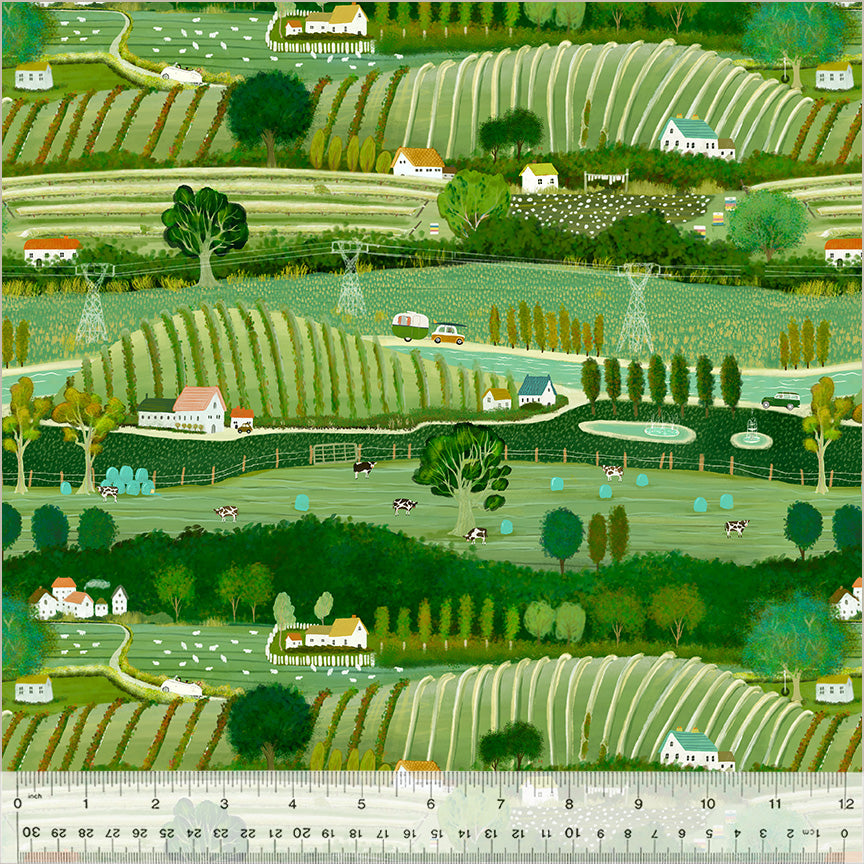 Sunday Drive by Katherine Quinn - Sunday Drive in Green — Fabric Spark