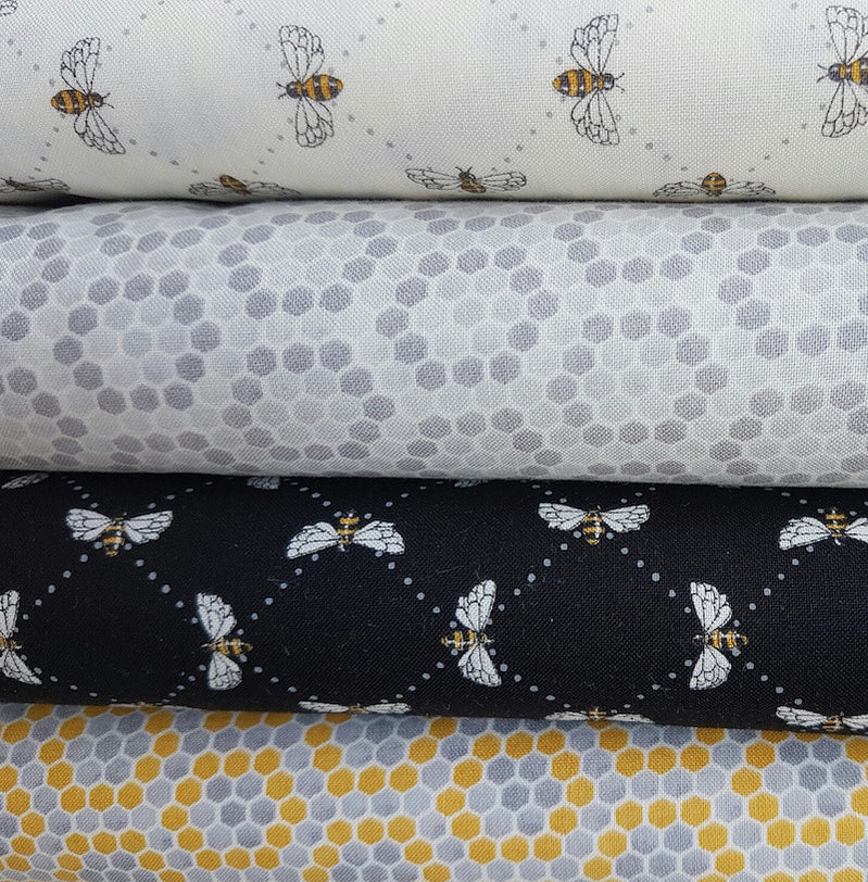 Bee Inspired by Deb Strain Honeycomb Grey/Honey — Fabric Spark