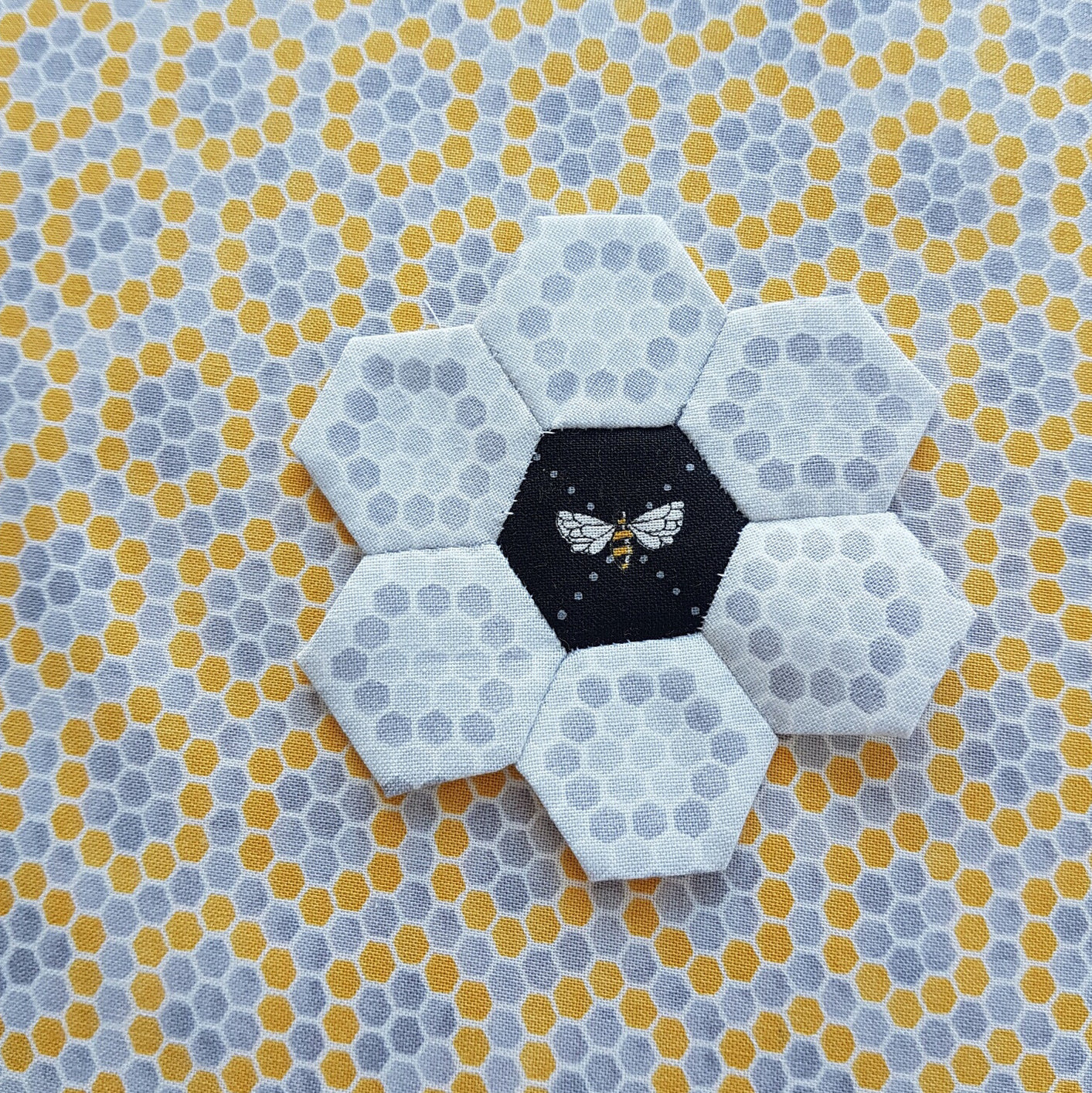 Bee Inspired by Deb Strain Honeycomb Grey/Honey — Fabric Spark