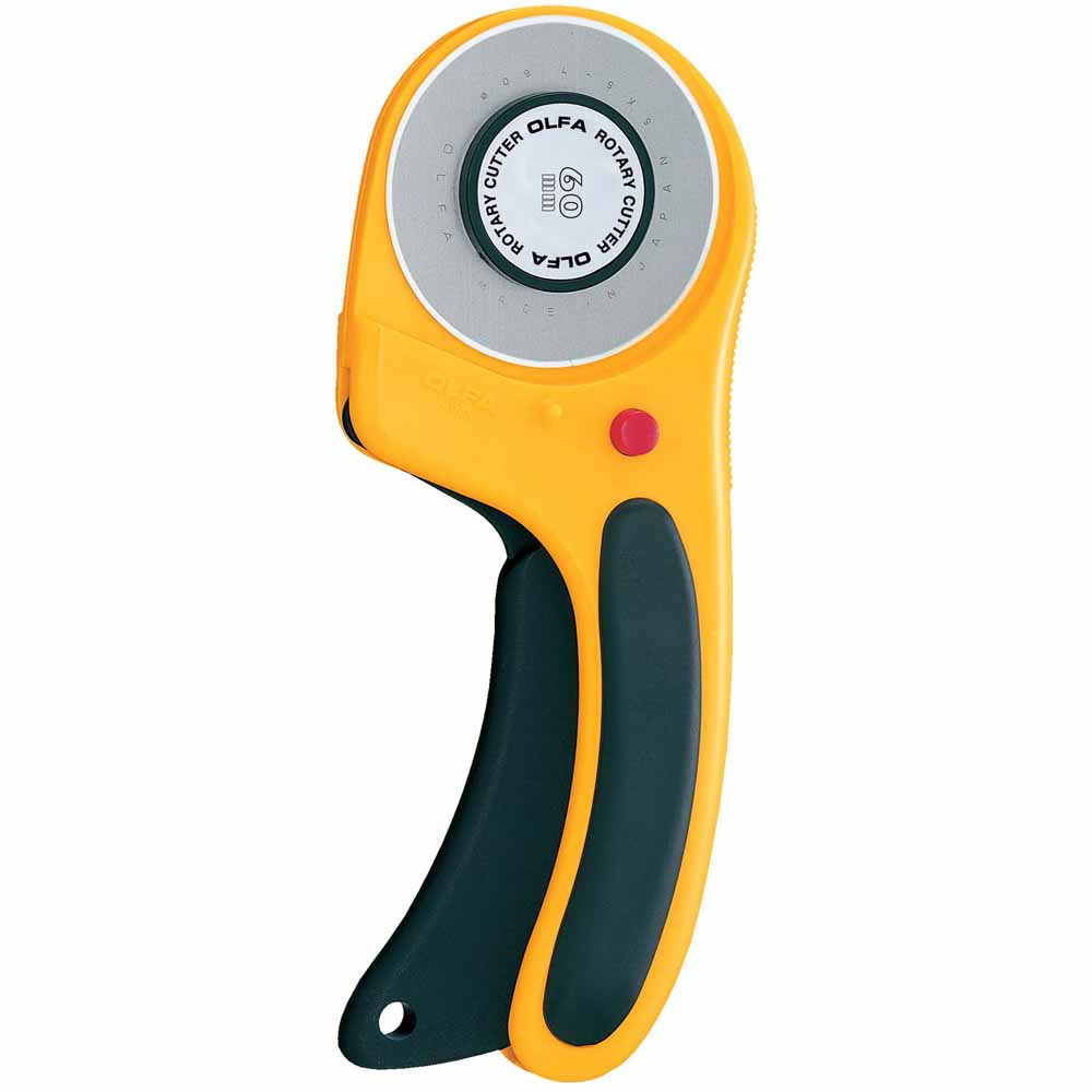 Olfa 60mm ergonomic rotary cutter in Yellow — Fabric Spark