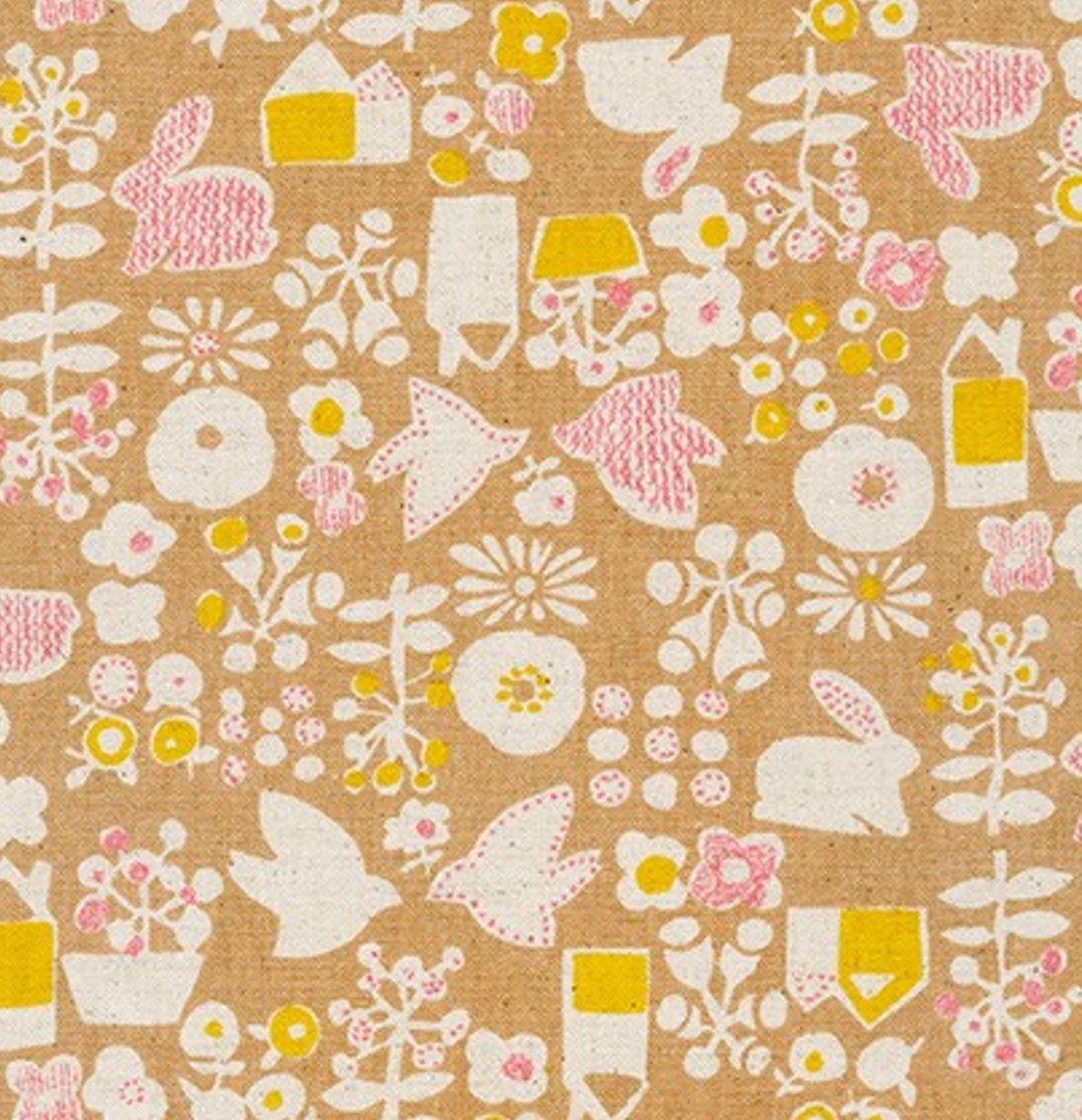 Robert Kaufman Cotton/Flax Prints - Bunnies on Beige — Fabric Spark