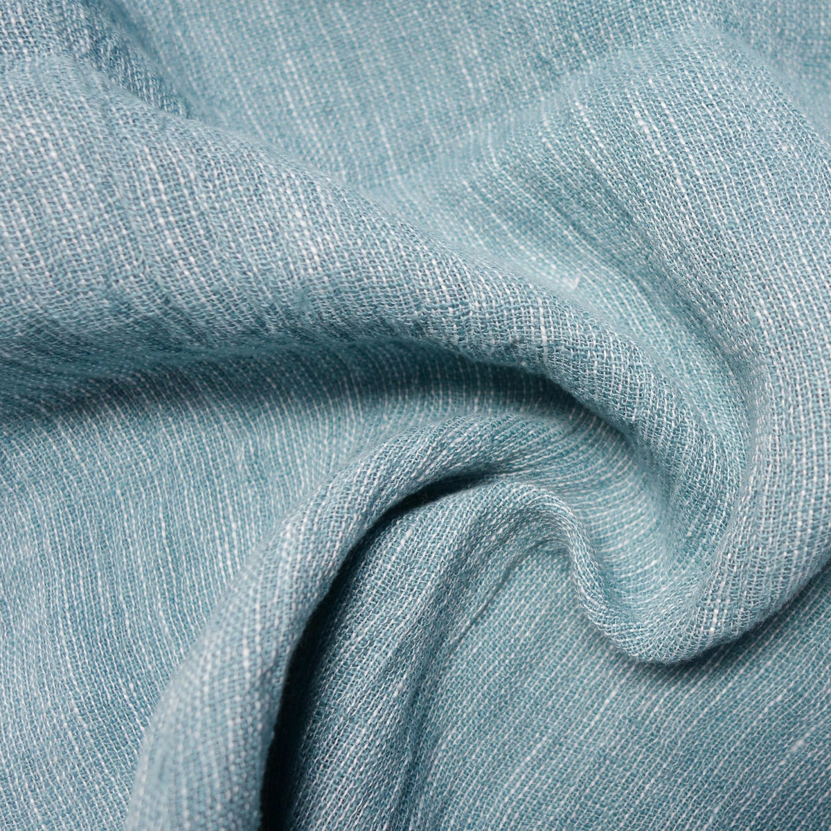 Casper Yarn Dyed Linen - Med. Blue and White — Fabric Spark