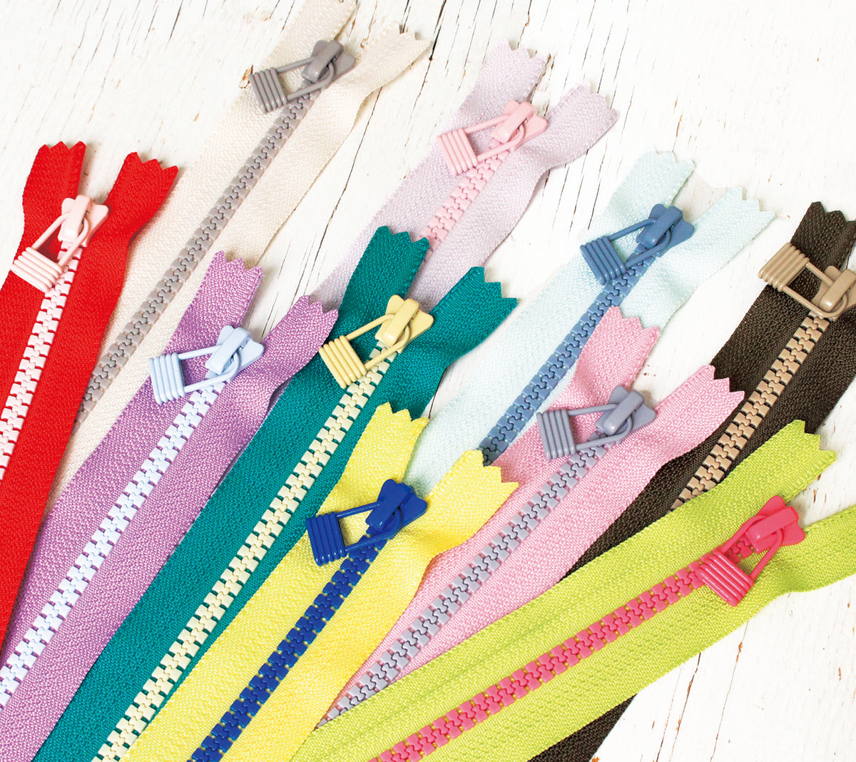 Two-colour Lock Tab Zippers - 30cm Lengths — Fabric Spark