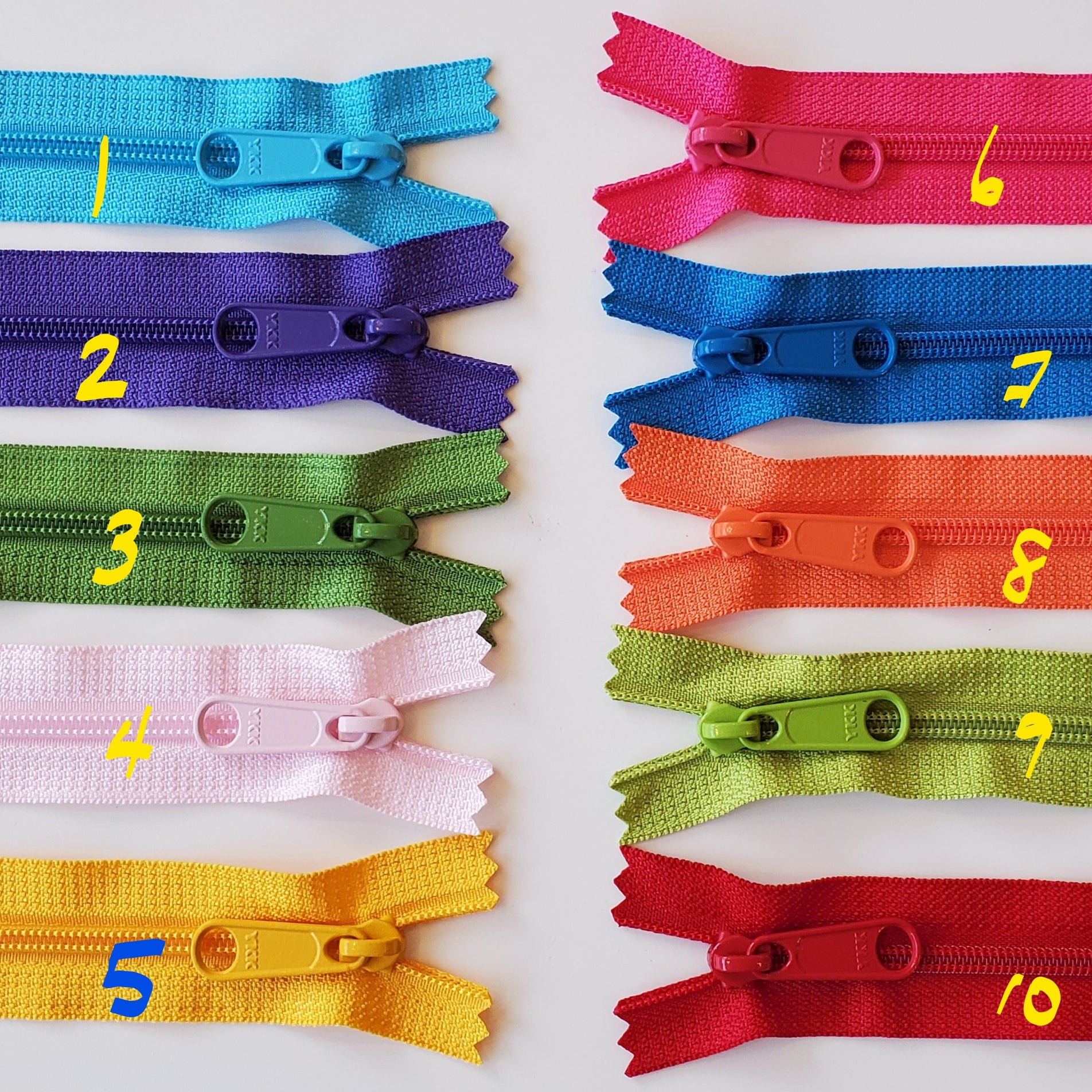 Colourful Zippers - Single colour, large tab 20cm - Choose your colour ...