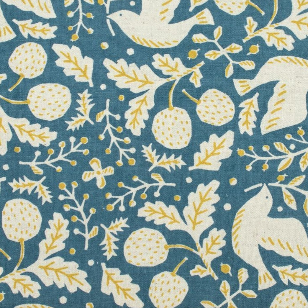 Robert Kaufman Cotton/Flax Prints - Birds in Teal — Fabric Spark