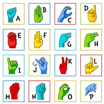 Robert Kaufman Kids Fabric - American Sign Language Alphabet — Fabric Spark